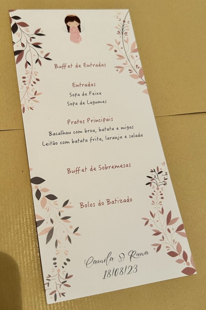 Menu/Ementa simples – Planos e Impressões